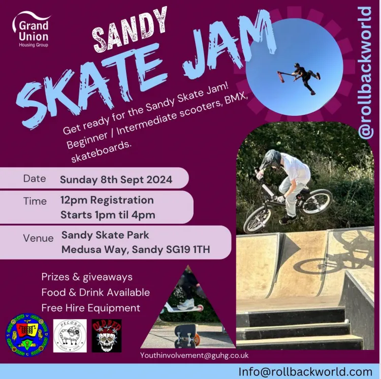Sandy Skate Jam - 8 Sep 2024 | Mum's guide to Biggleswade