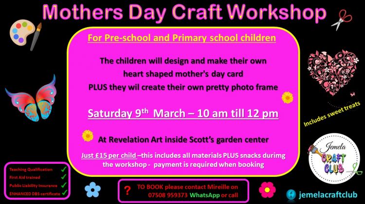 Mothers day CRAFT workshops for pre-school and primary school children ...